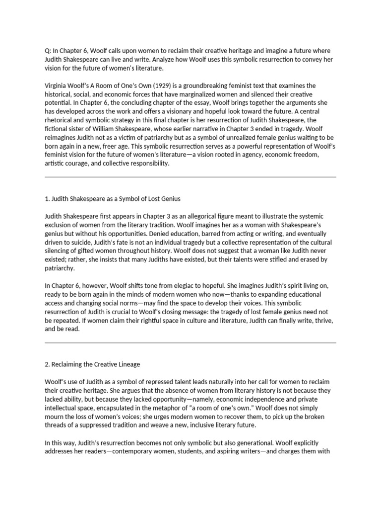 Woolf Uses This Symbolic Resurrection To Convey Her Vision For The ...