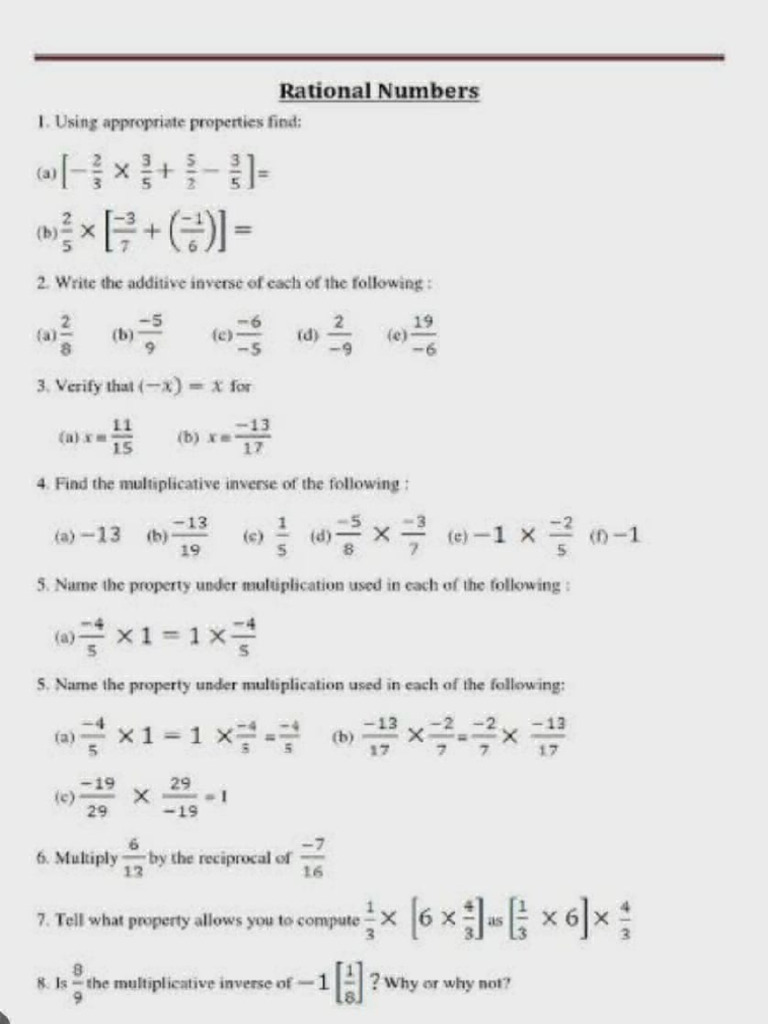 Holiday Homework Maths Class 8 | PDF