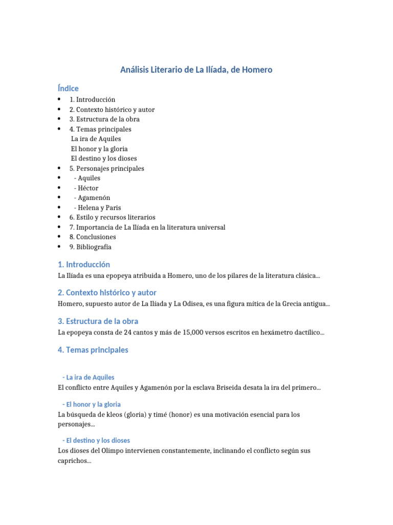 Analisis La Iliada | PDF