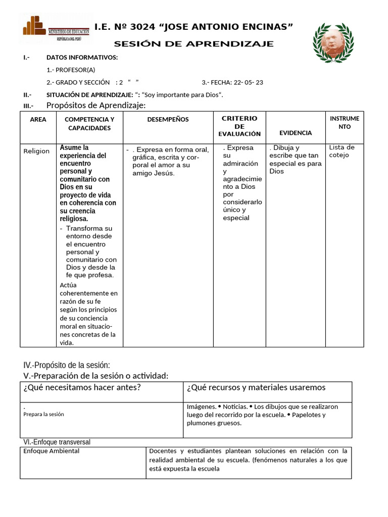 Soy Importante para Dios: Aprendizaje Religioso | PDF | Aprendizaje