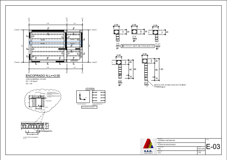 PLANO DE ESTRUCTURAS E03-ENCOFRADO-PLANO A3 | PDF | Materiales de construcción | Ingeniería de ...