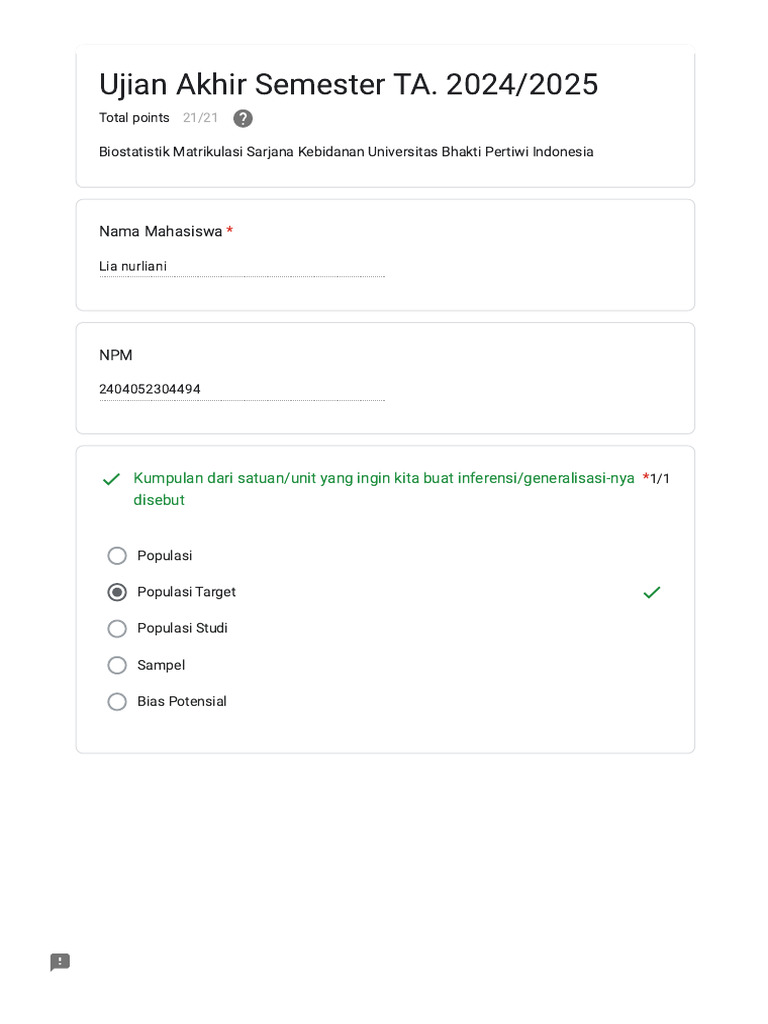 Biostatistik Uas Bu Woro | PDF