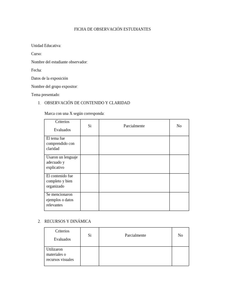 Ficha de Observación de Exposiciones | PDF