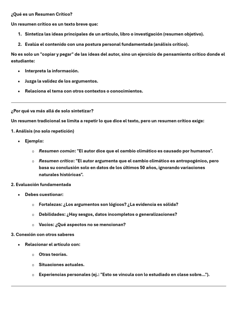 Clase 4 Resumen Critico | PDF | Pensamiento crítico | Ciencias del ...