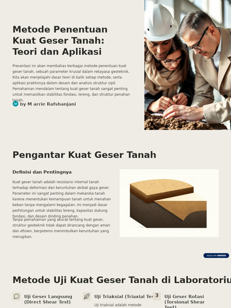 Metode Penentuan Kuat Geser Tanah Teori Dan Aplikasi | PDF