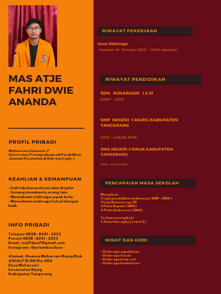 Mas Atje Fahri Dwie Ananda: Profil Pribadi | PDF