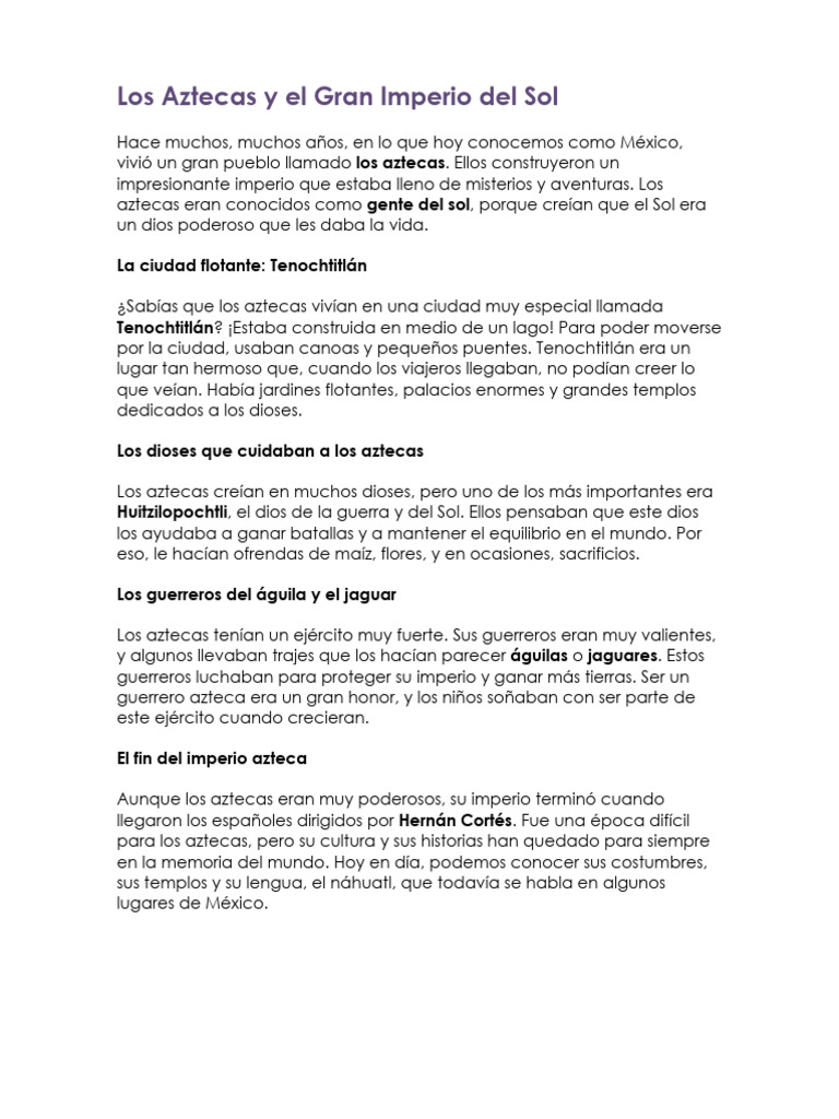 Aztecas: Imperio del Sol y Tenochtitlán | PDF