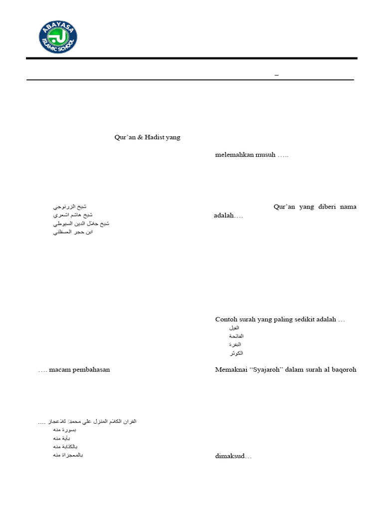 Soal ASAT Kelas VIII QH | PDF