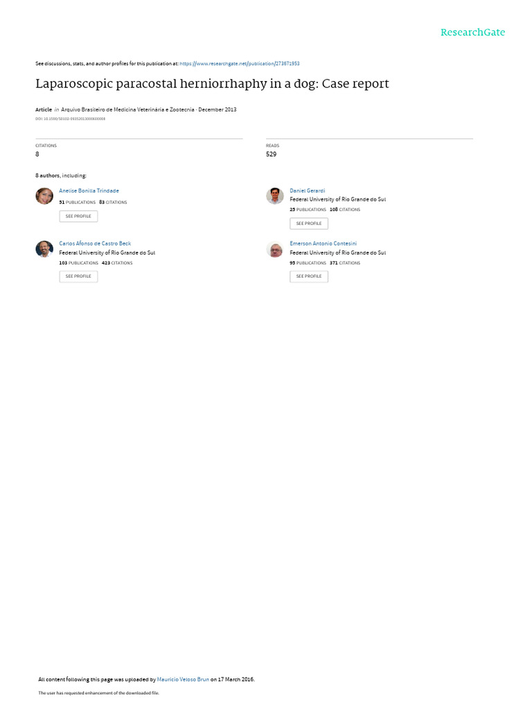 Laparoscopic_paracostal_herniorrhaphy_in_a_dog_Cas | PDF | Thorax | Abdomen