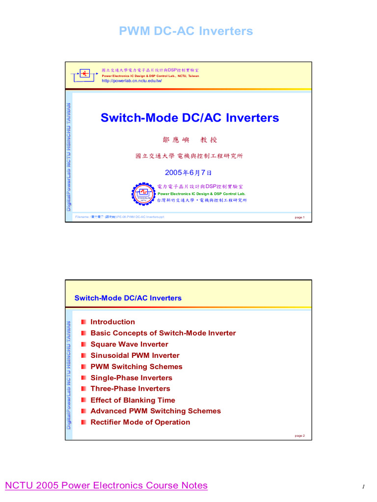 PWM DC-AC Inverters Switch-Mode DC - AC Inverters | PDF | Power ...