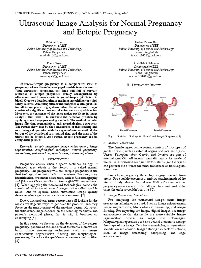 Ultrasound Image Analysis For Normal Pregnancy and Ectopic Pregnancy ...
