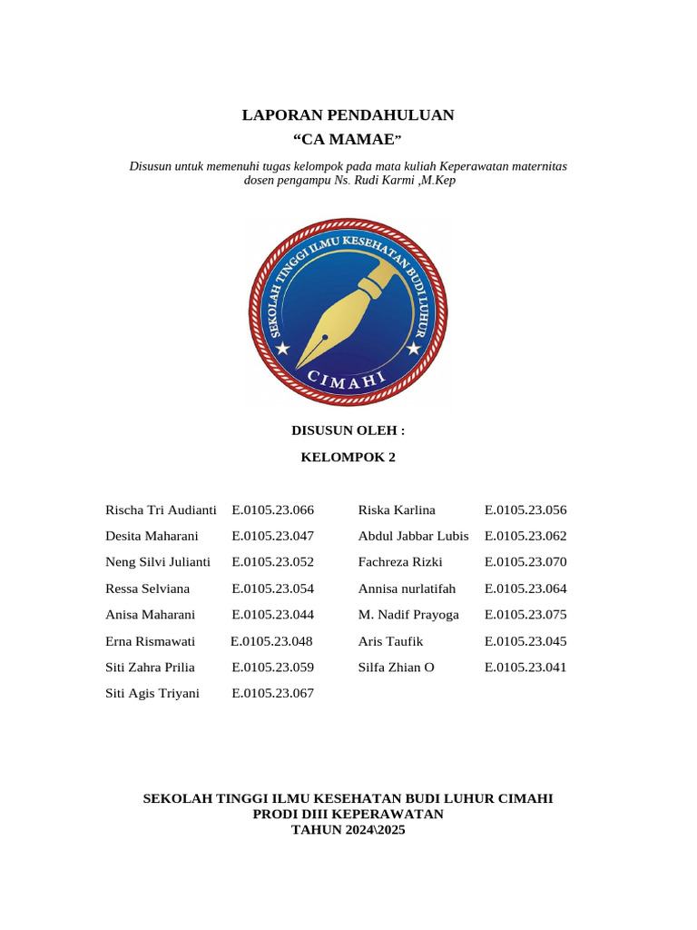 LP CA MAMAE - Kel 2 | PDF