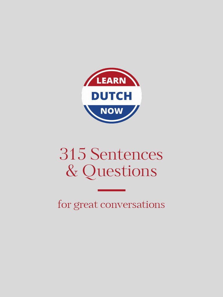 Dutch Conversation Starters | PDF