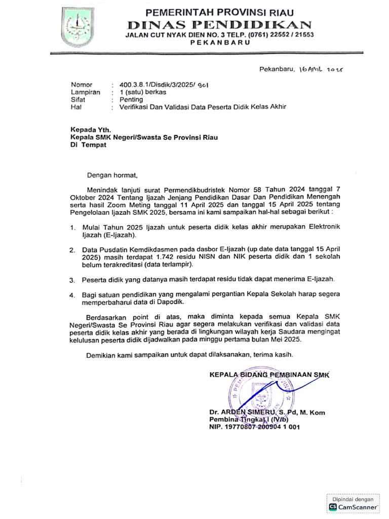 Verval Data Untuk E-Ijazah 2025 | PDF