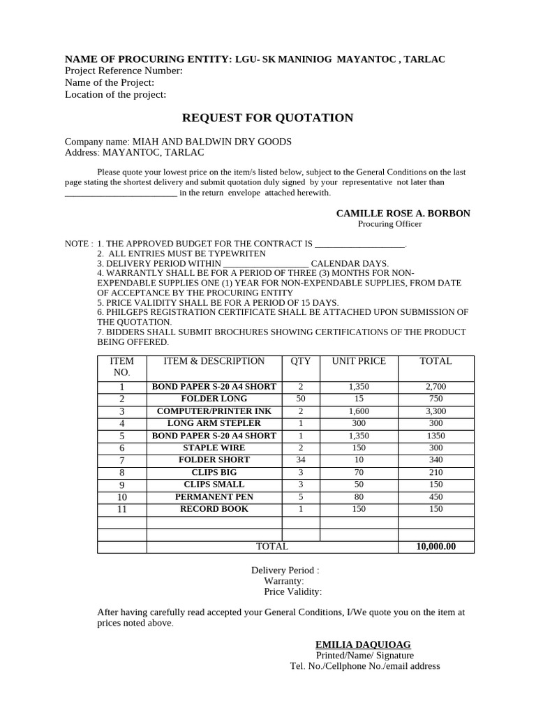 Purchase Order For Office Supplies | PDF | Printer (Computing)