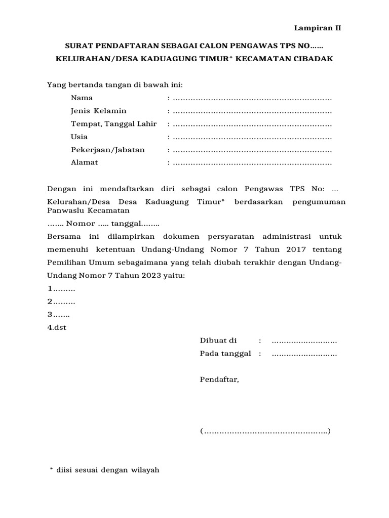 Formulir PTPS 2024 | PDF