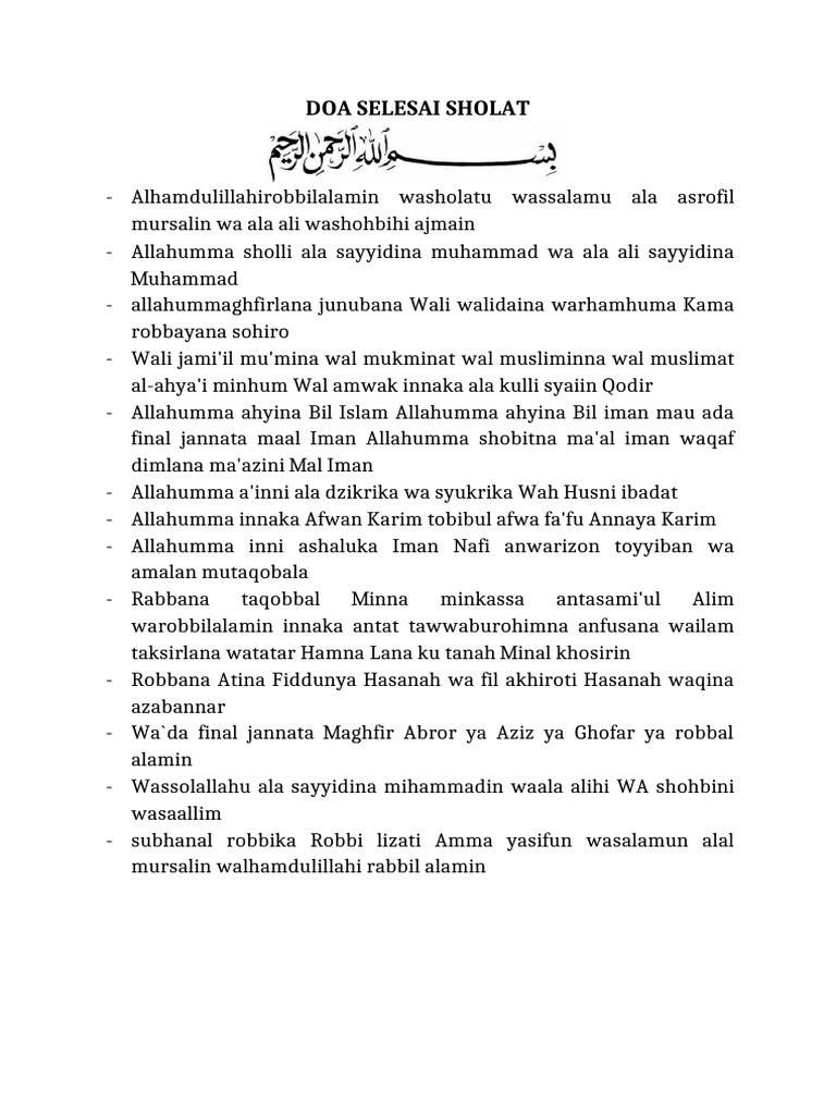 Doa Selesai Sholat | PDF