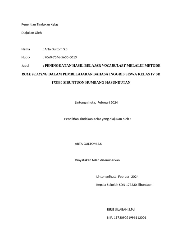 Lembar Pengesahan Diseminarkan PTK | PDF