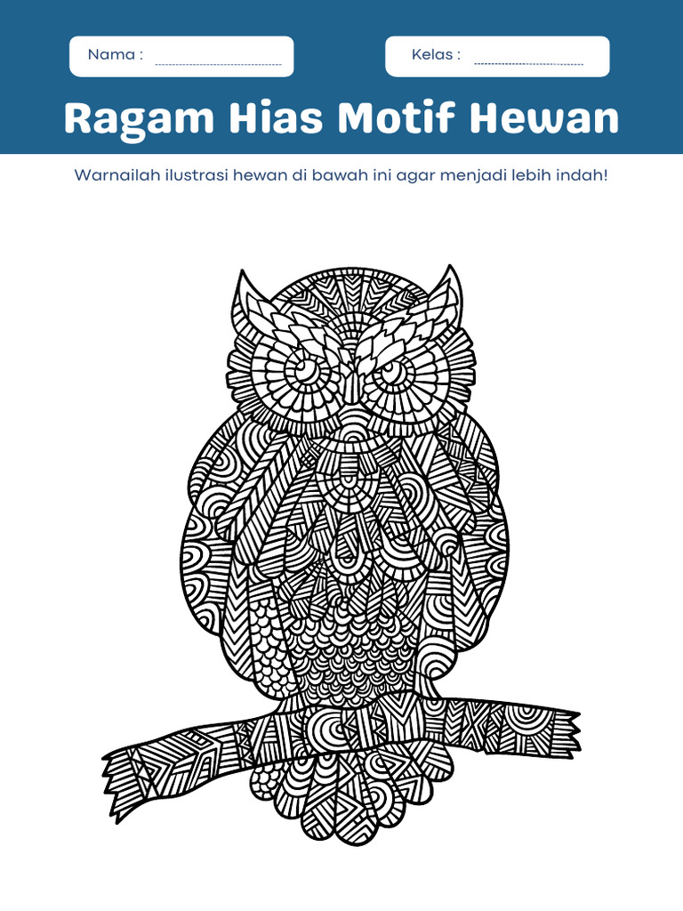 Ragam Hias Motif Hewan Lembar Kerja Seni Rupa SD Kelas 6 Bitu Putih ...