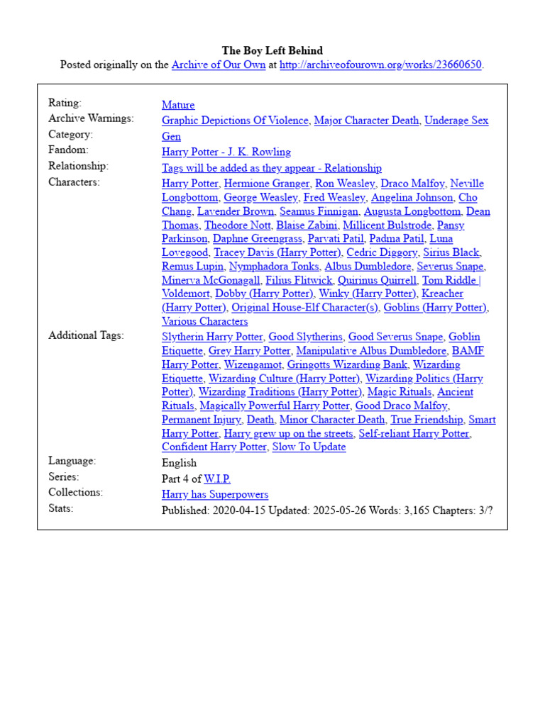 The Boy Left Behind | PDF | Harry Potter | J. K. Rowling