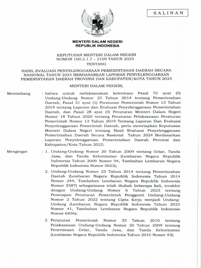 KEPMEN EPPD Tahun 2025 LPPD 2024 Salinan TTD Fix | PDF