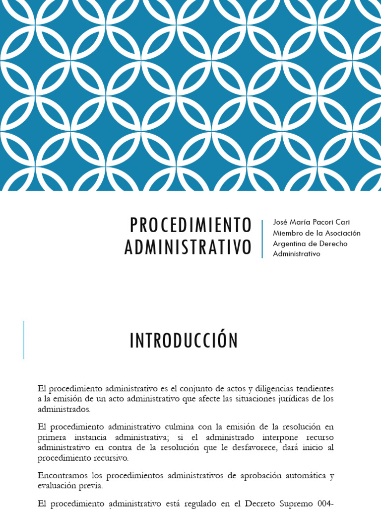 Diapositivas Procedimiento Administrativo y Su Tramitación - Autor José María Pacori Cari | PDF ...