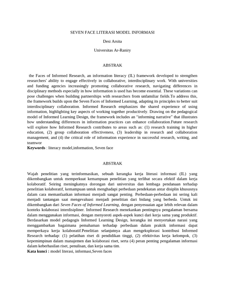 Seven Face Literasi Model Informasi-20 | PDF