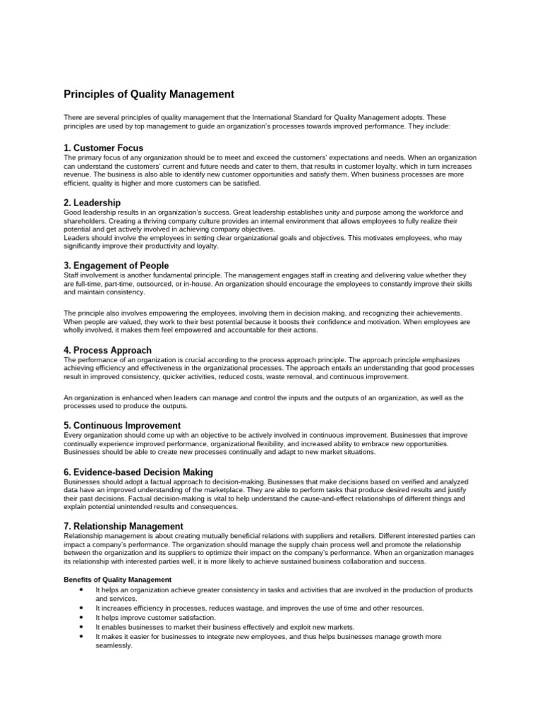 Principles of Quality Management | PDF | Quality Management | Supply Chain