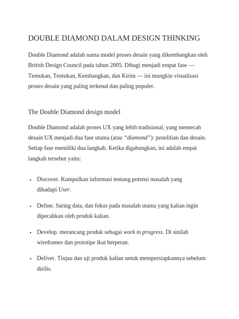 Double Diamond Dalam Design Thinking | PDF