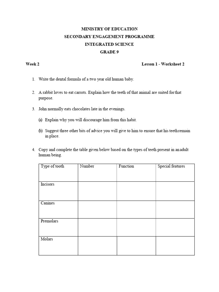 Grade 9 Integrated Science Week 2 Lesson 1 Worksheets 2 and ...