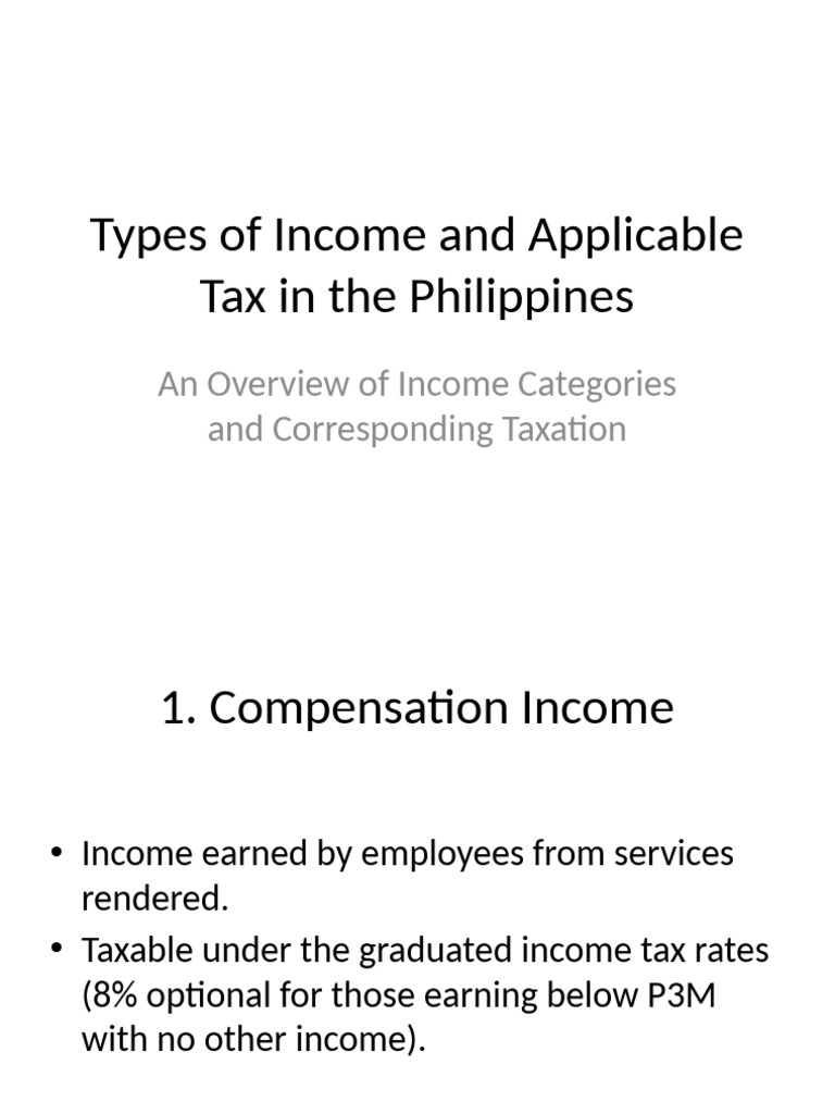 Income Types and Tax Rates in the Philippines | PDF