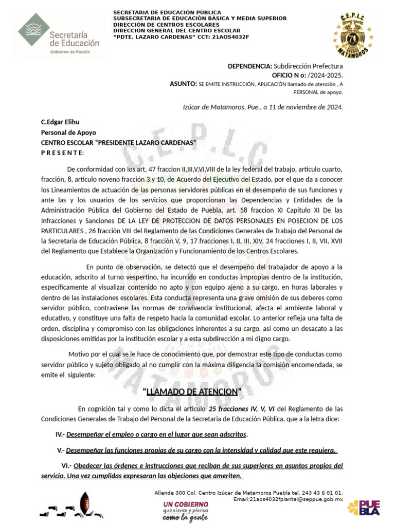 Llamados de Atención | PDF