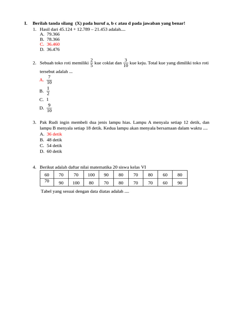 ASAJ Mtk Kelas 6 Tahun 2024 - 2025 Revisi | PDF