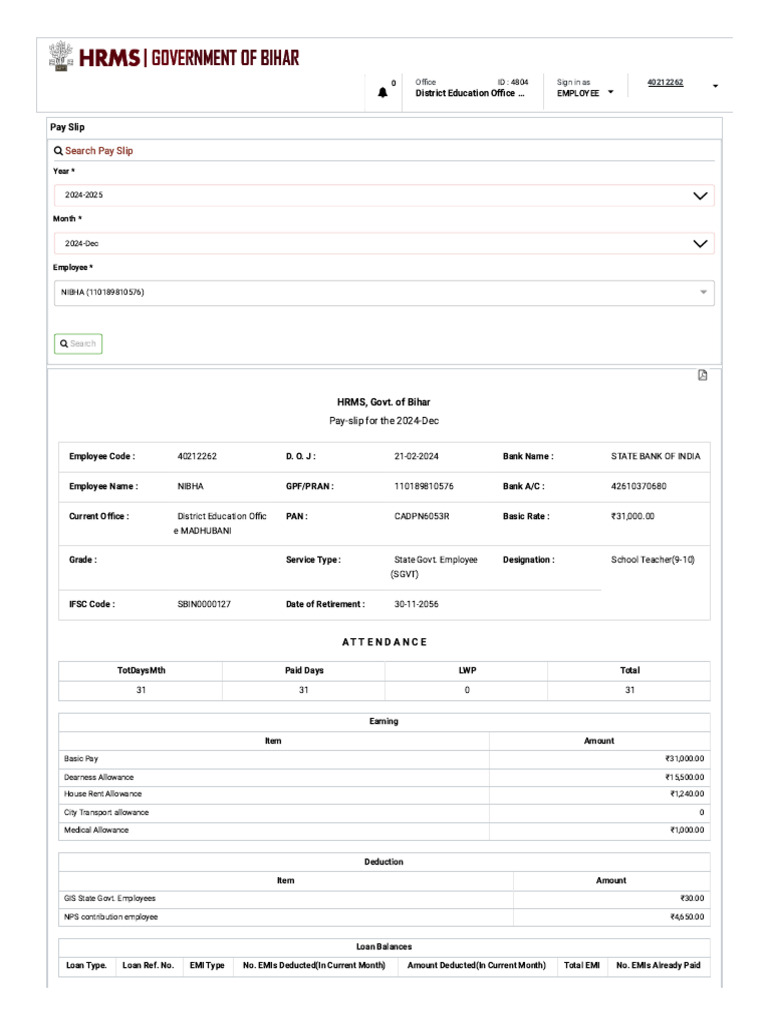 HRMS - Government of Bihar | PDF | Payments | Taxes