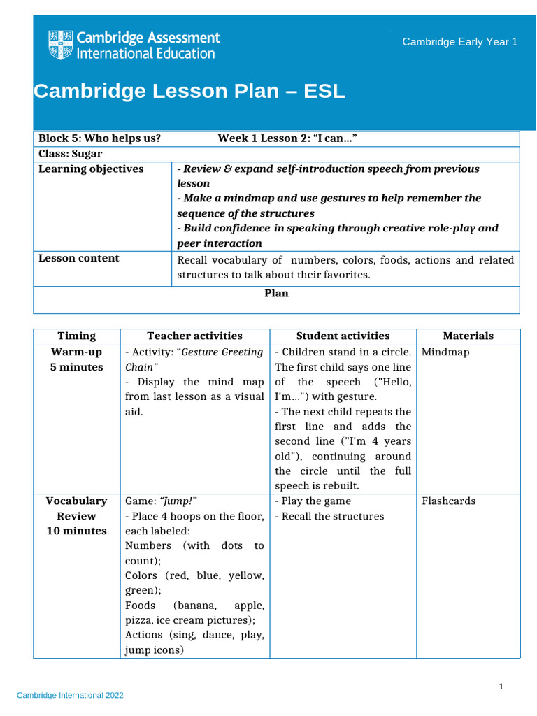 Lesson Plan - Show and Tell - L2 | PDF