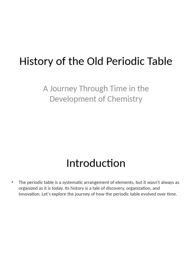 Evolution of the Old Periodic Table | PDF