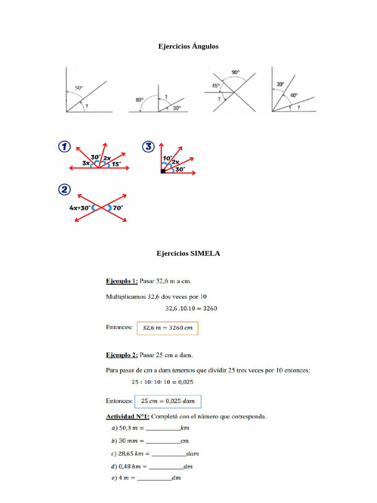 Ejercicios Ángulos SIMELA OP COMB | PDF