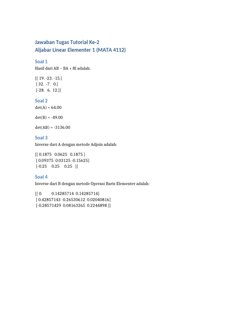 Jawaban Tugas Tutorial 2 | PDF