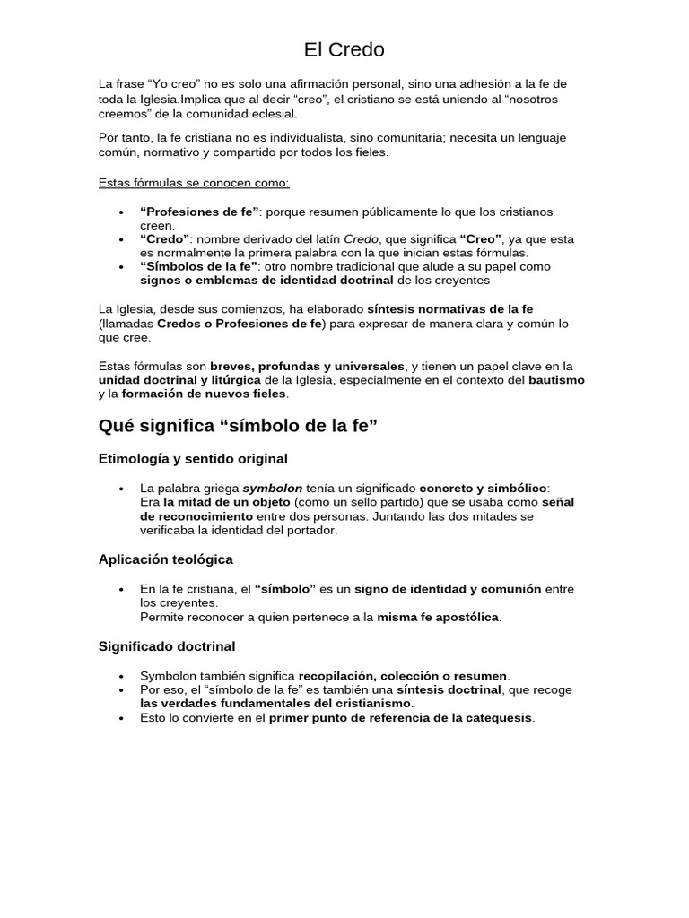 El Credo | PDF | Credo | Iglesia Católica