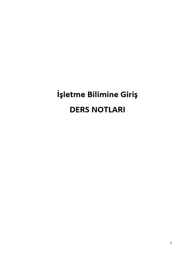 Isletme Bilimine Giris DERS NOTLARI 2 | PDF