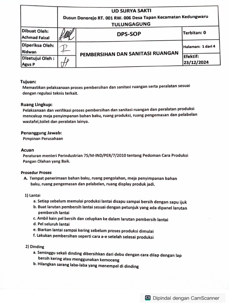 Pembersihan Dan Sanitasi Ruangan | PDF