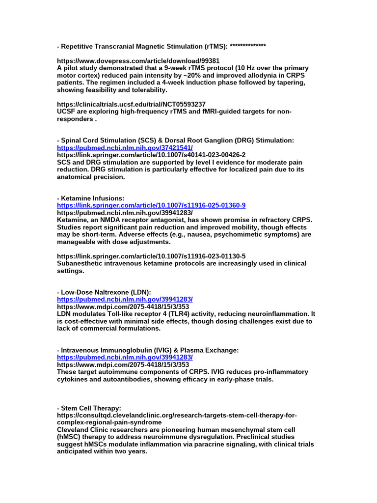 Complex Regional Pain Syndrome (CRPS) | PDF