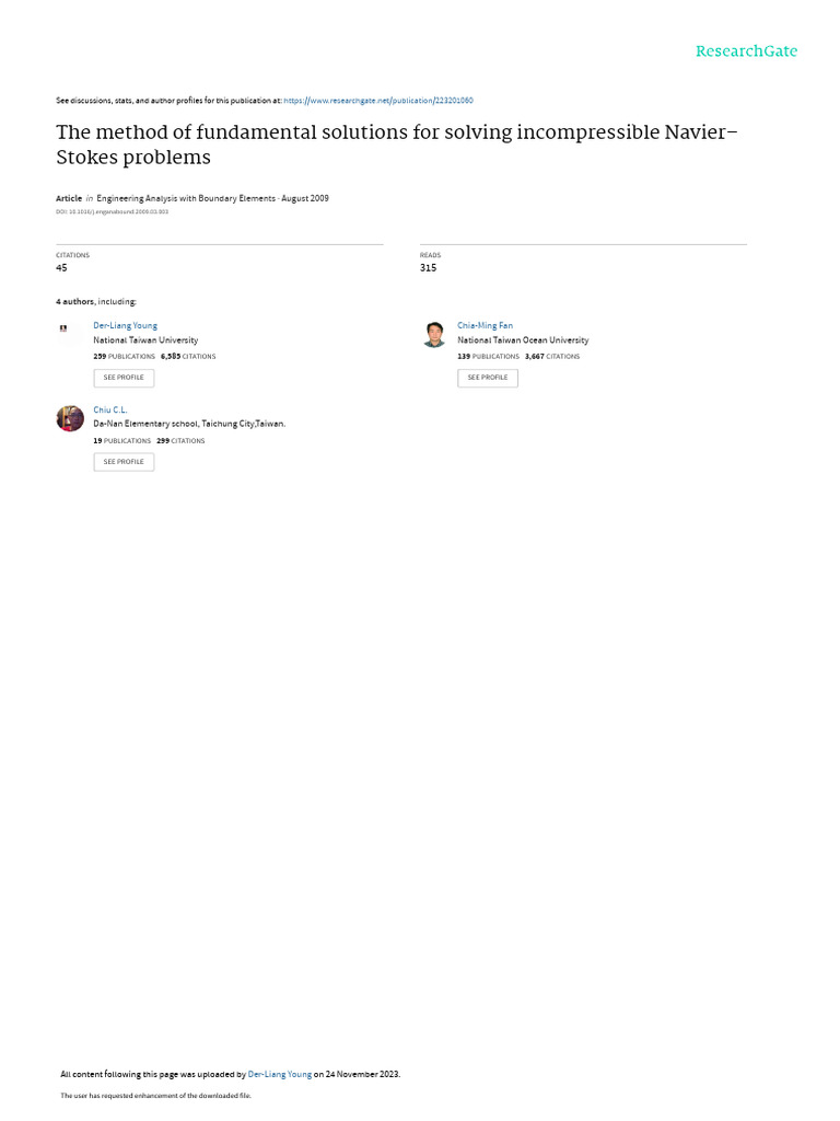 The Method of Fundamental Solutions For Solving Incompressible Navier-Stokes Problems | PDF ...