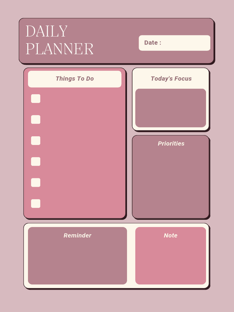 Daily Planner Pink | PDF