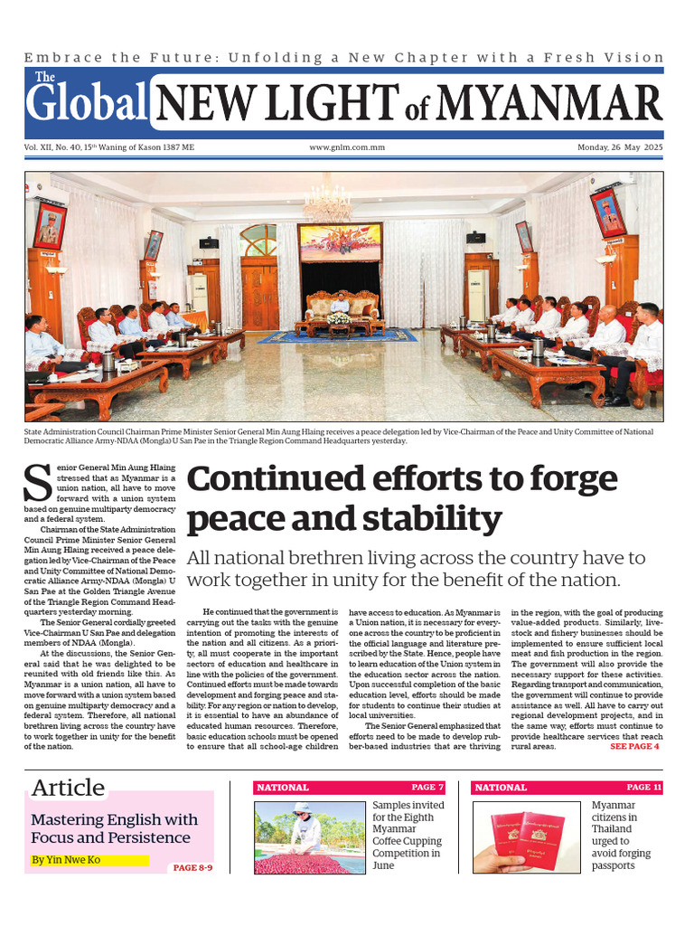 Global New Light of Myanmar Newspaper 26.5.25 | PDF | Myanmar | Coffee