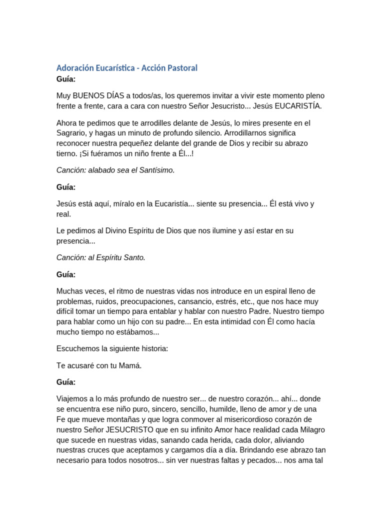Adoracion Eucaristica | PDF | eucaristía | Amor