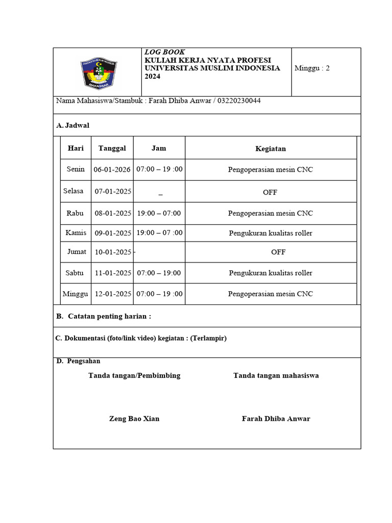 Log Book KKN WEEK 2 | PDF