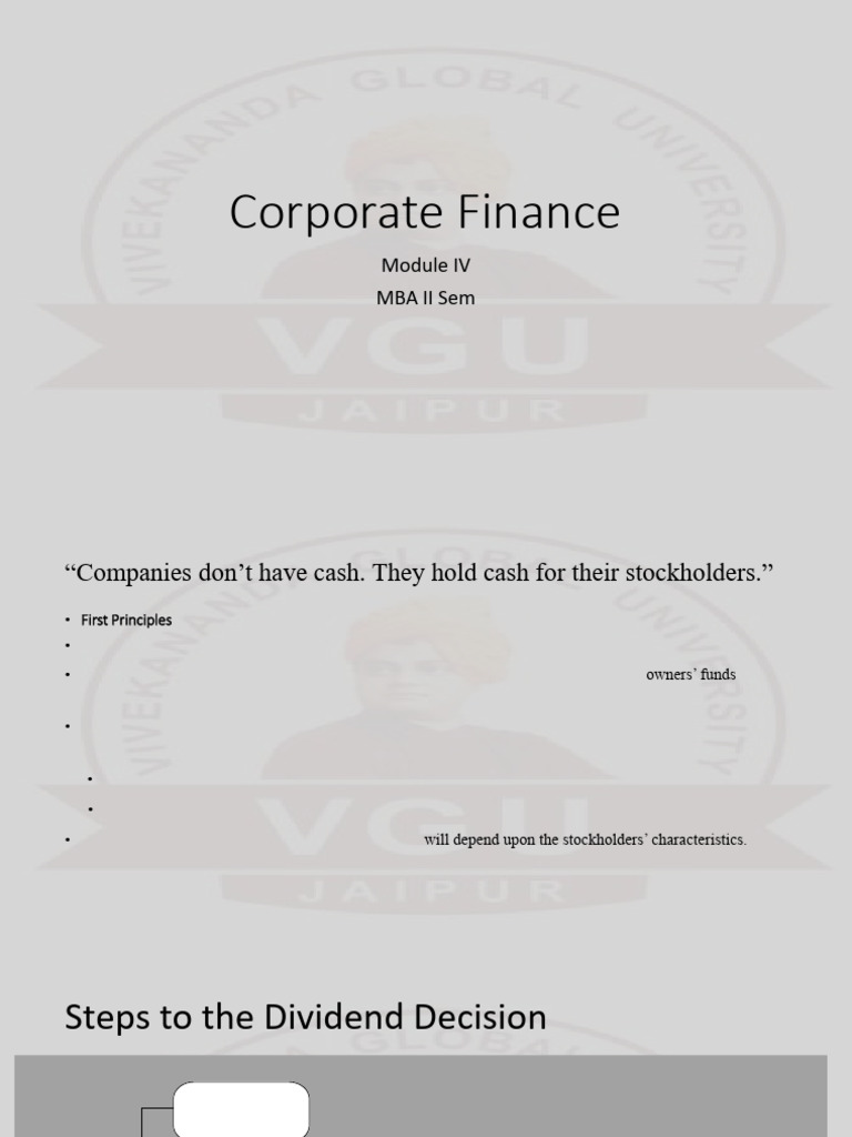 Corporate Finance Module IV | PDF | Dividend | Equity (Finance)