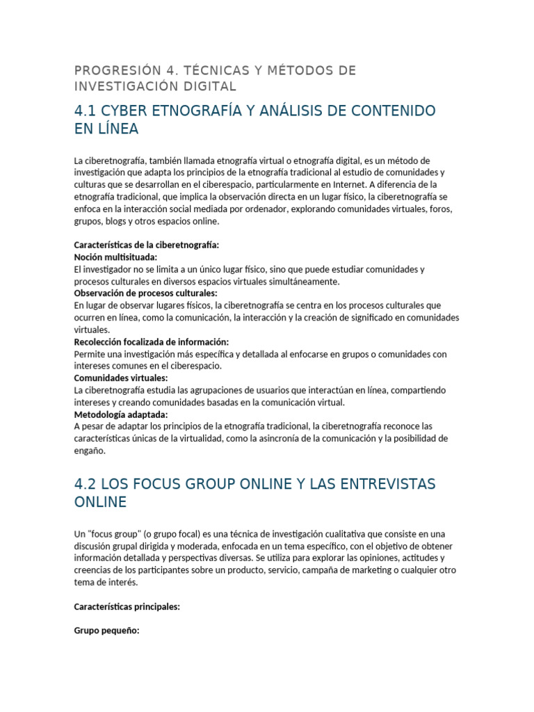 Progresion 4 | PDF | Etnografía | Grupo de enfoque
