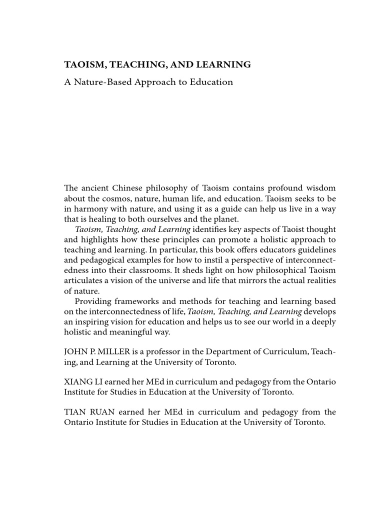 Taoism Teaching and Learning A Nature-Based Approa | PDF | Pedagogy